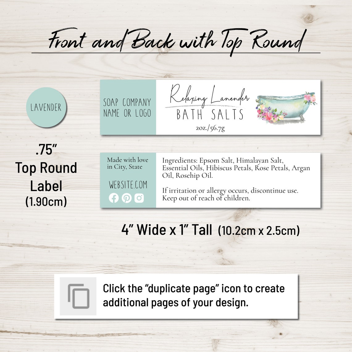 Editable Bath Salt Label Template Watercolor Bathtub. - Etsy
