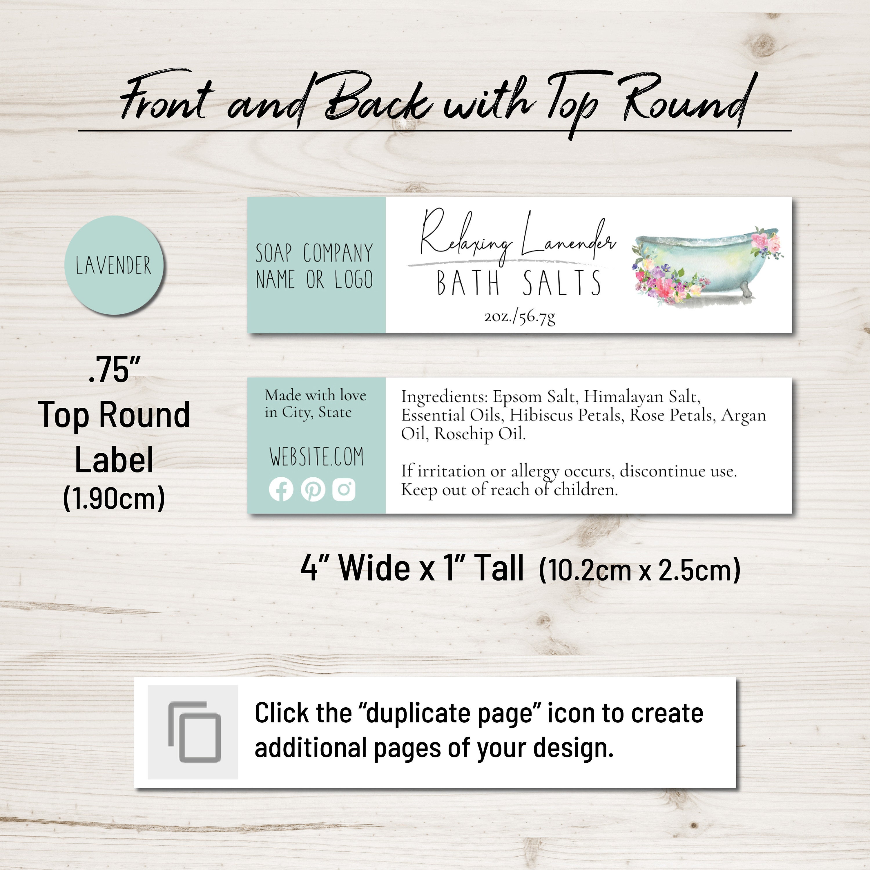 Editable Bath Salt Label Template Watercolor Bathtub. - Etsy