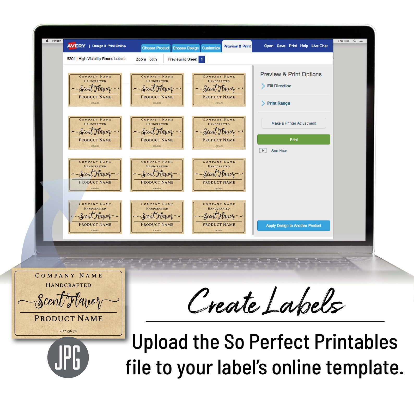 Small Jar Label Front & Back Editable Label Template Simply - Etsy
