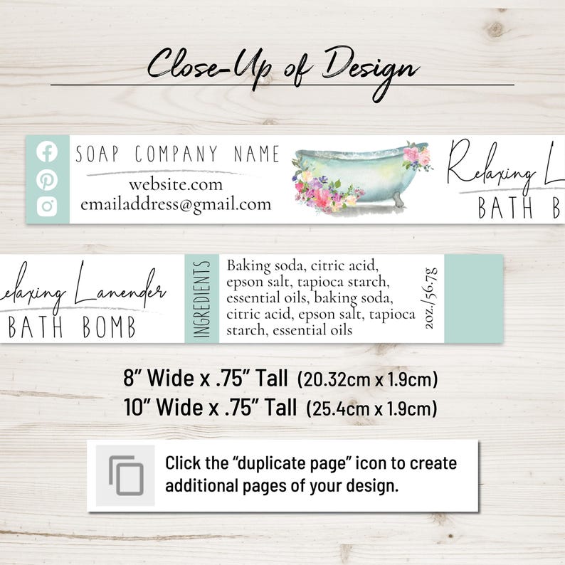 Editable Bath Bomb Label Template, Watercolor Bathtub. Printable 2" + 3 ...