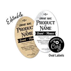 Editable Oval Labels for Jars, Bottles, Tins, Homemade Products ...