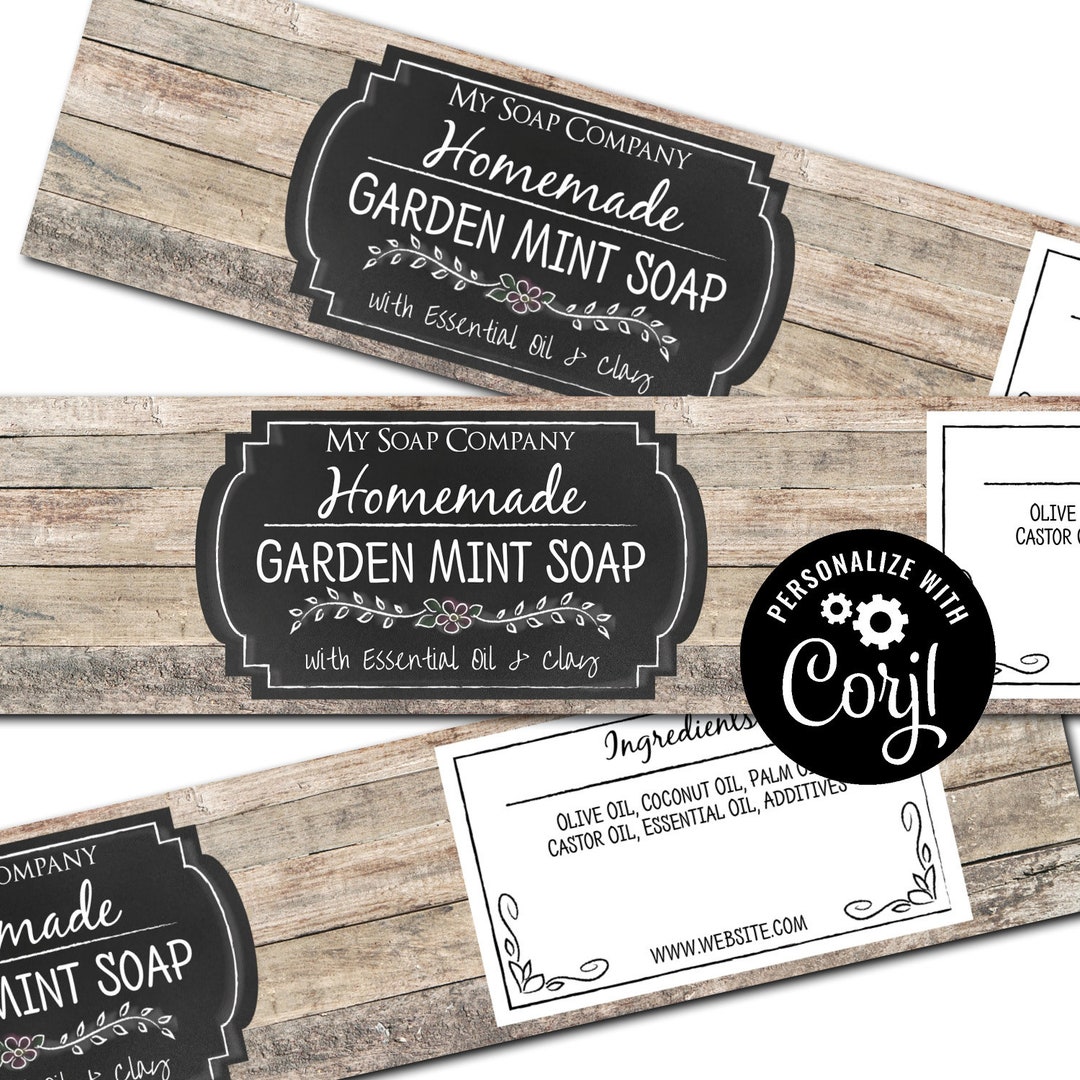 Chalkboard Farmhouse Soap Label Template. Editable Band Soap Packaging ...