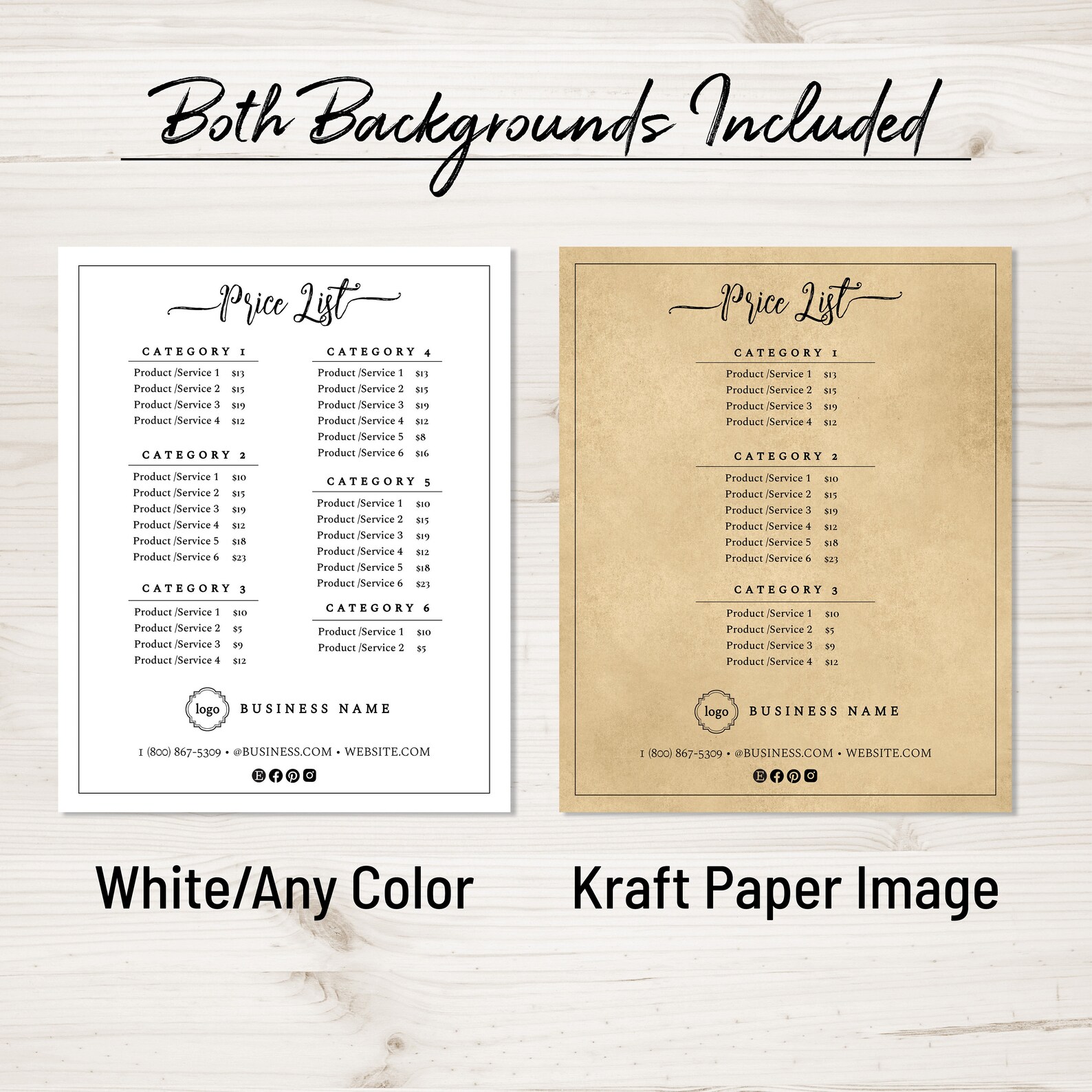 Price List Template Point of Sale Signs Small Business - Etsy