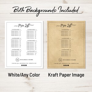 Price List Template Point of Sale Signs, Small Business Editable Price ...