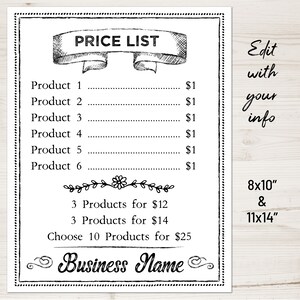 Editable Sign Bundle. Small Business Price Sign for Farmer's Market ...