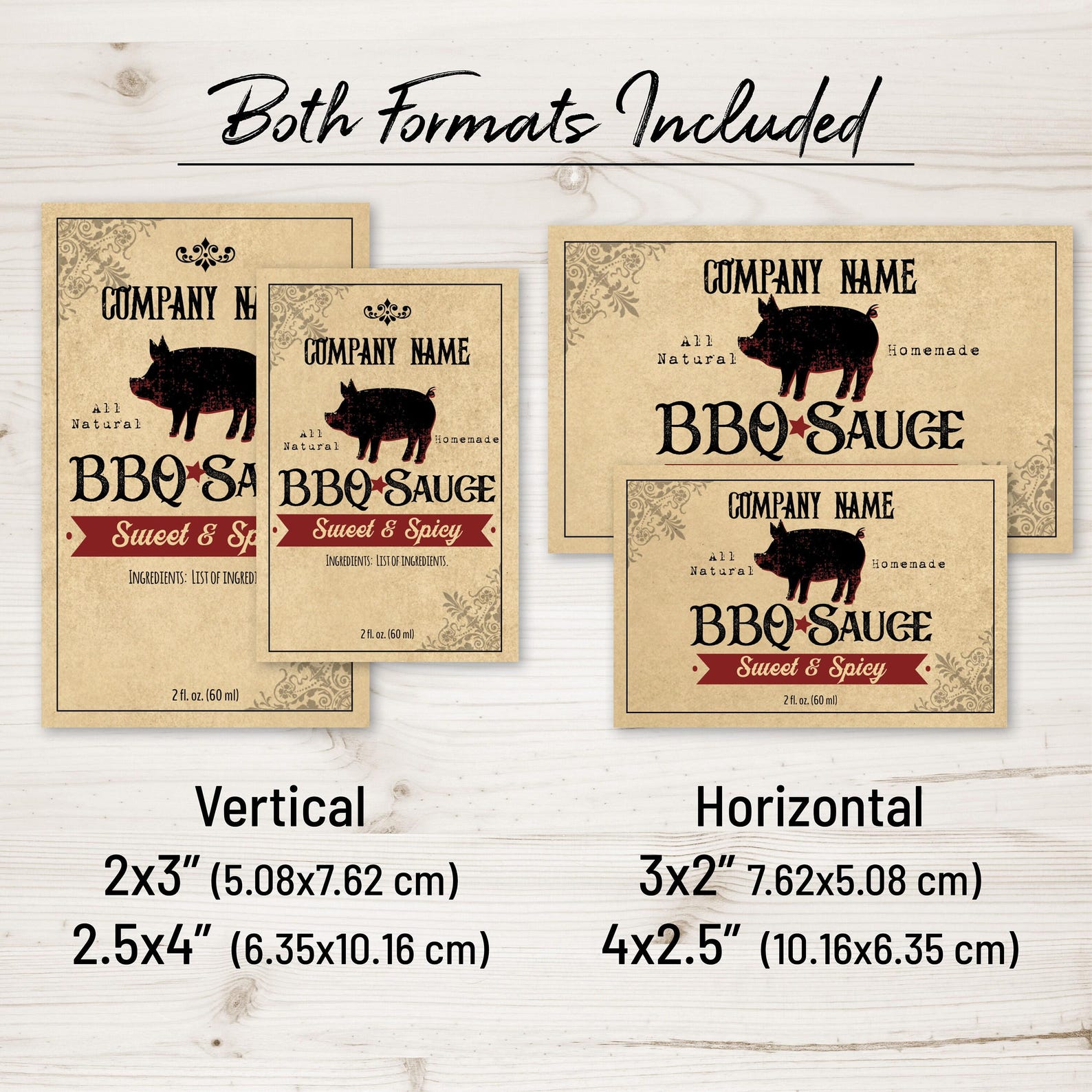BBQ Sauce Label With Pig. Label Template. 2x3" Sticker Labels for Jars ...