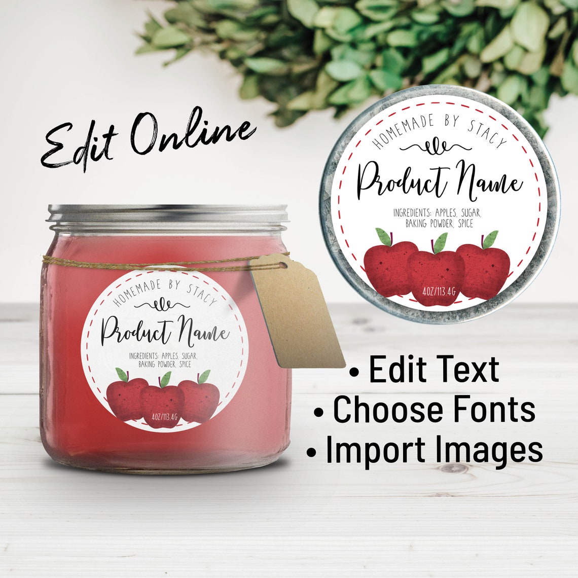 Apple Editable Product Label. Round Sticker Template. | Etsy