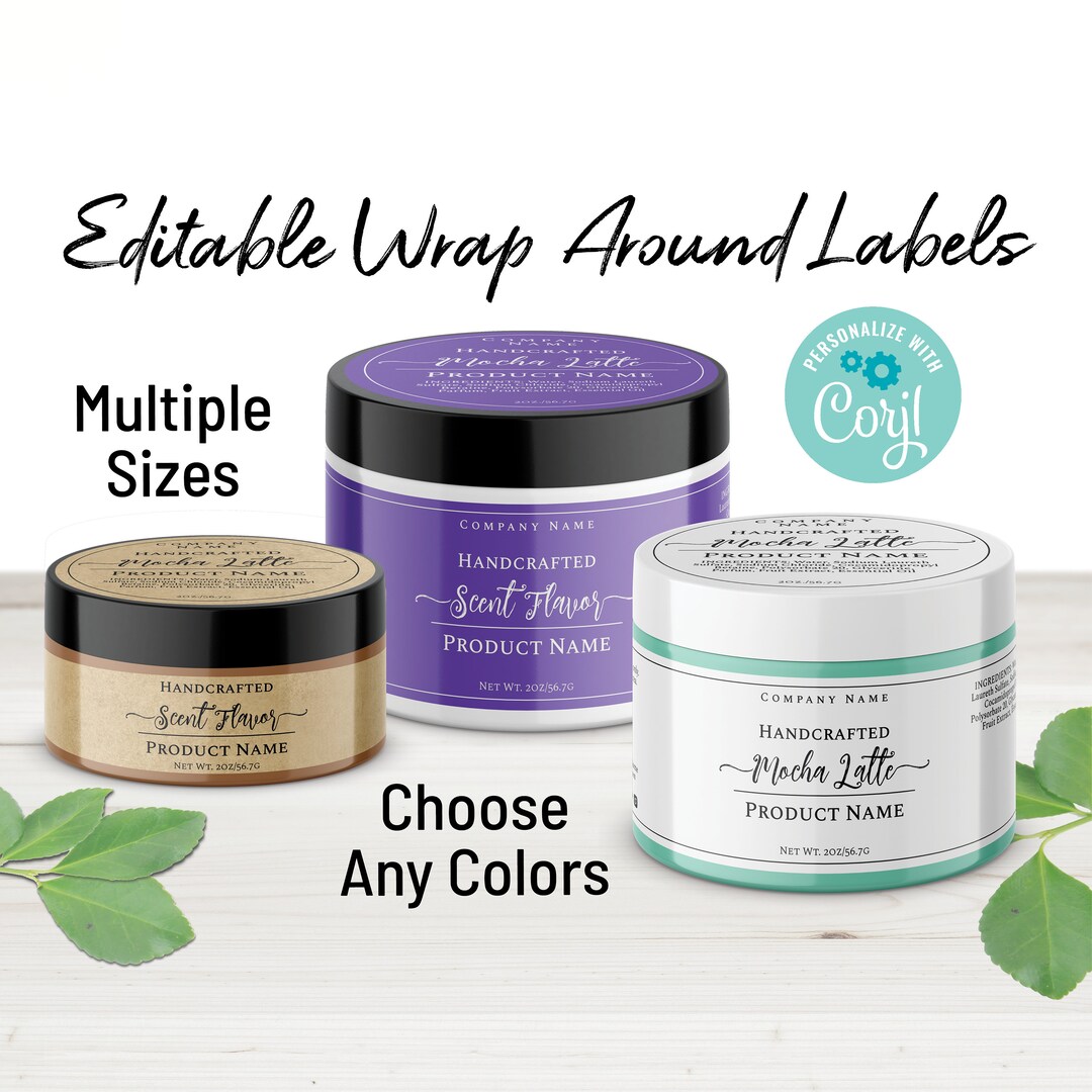 Wrap Around Product Labels. Editable Template -simply Natural. Labels ...