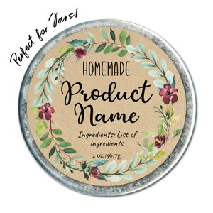 Garden Wreath Custom Round Label, Product Label Template. Sticker ...