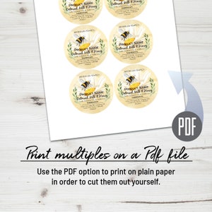 Bumblebee Round Label. Product Label Sticker Template. Custom Packaging ...