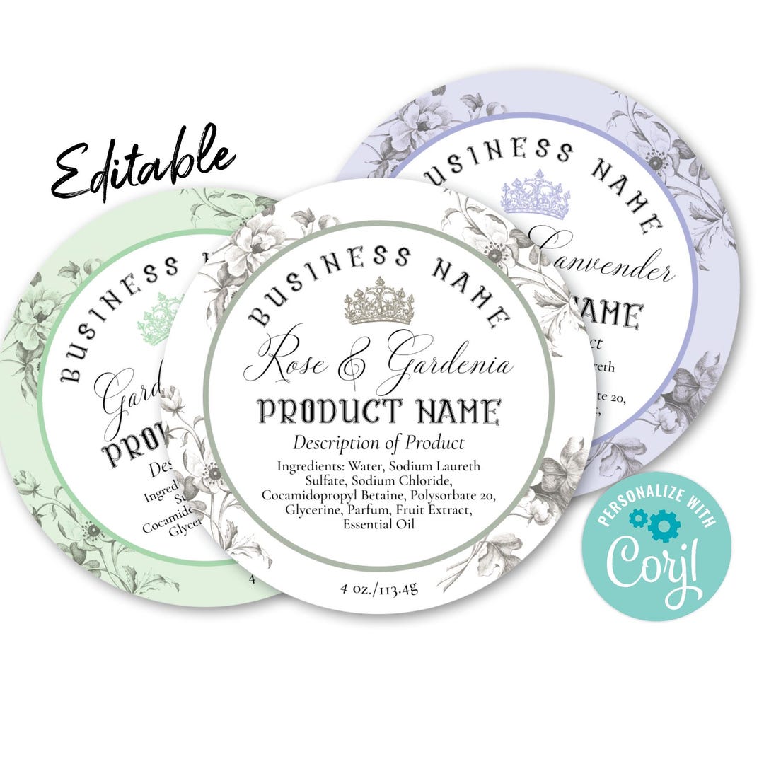 Vintage Mercantile Circle Label Template, Custom Digital Product ...