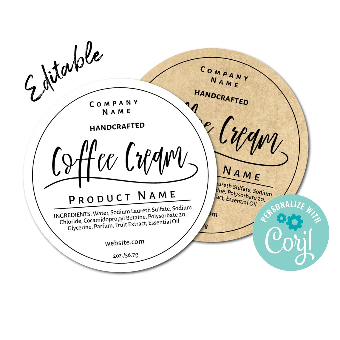 Editable Circle Label Template Custom Digital Product Sticker - Etsy