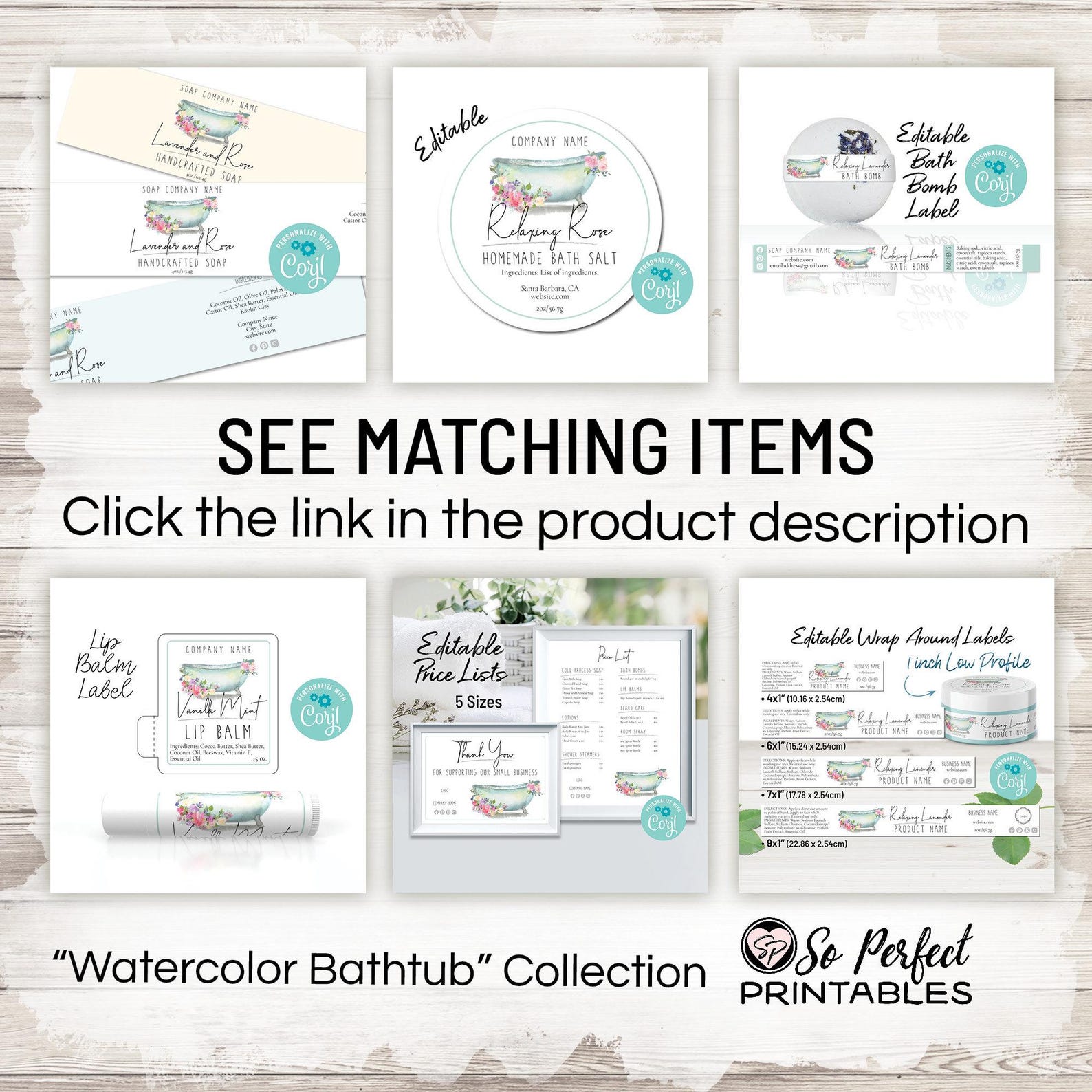 Editable Label Template Watercolor Bathtub. Customize W/ Corjl Online ...