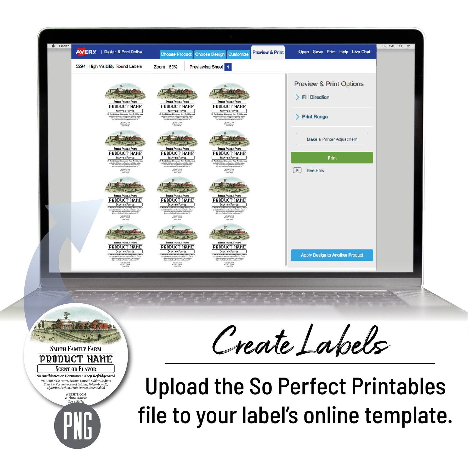 Farm Editable Circle Label Template Custom Digital Product - Etsy