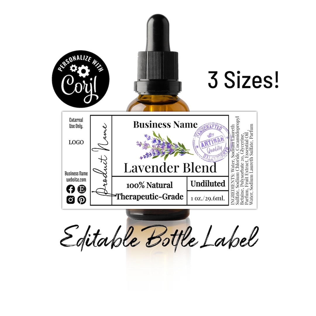 Editable Dropper Spray Bottle Label Template, Garden Stamp. for Room ...
