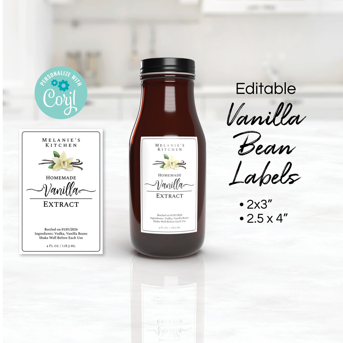 Homemade Vanilla Label Vanilla Extract Label Template - Etsy