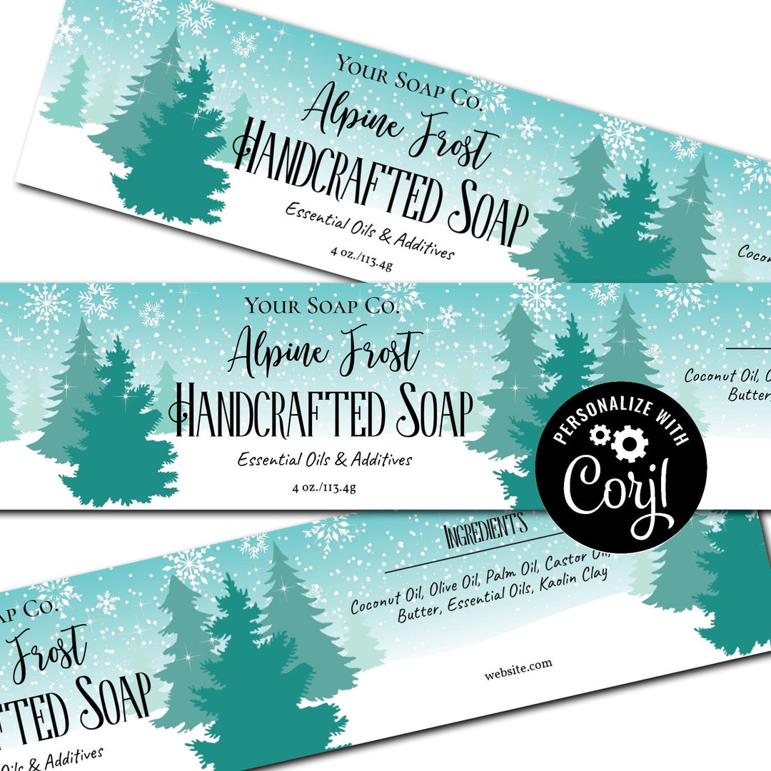 Winter Theme Soap Label Template, Alpine Mist Wrap Around Band. Soap ...