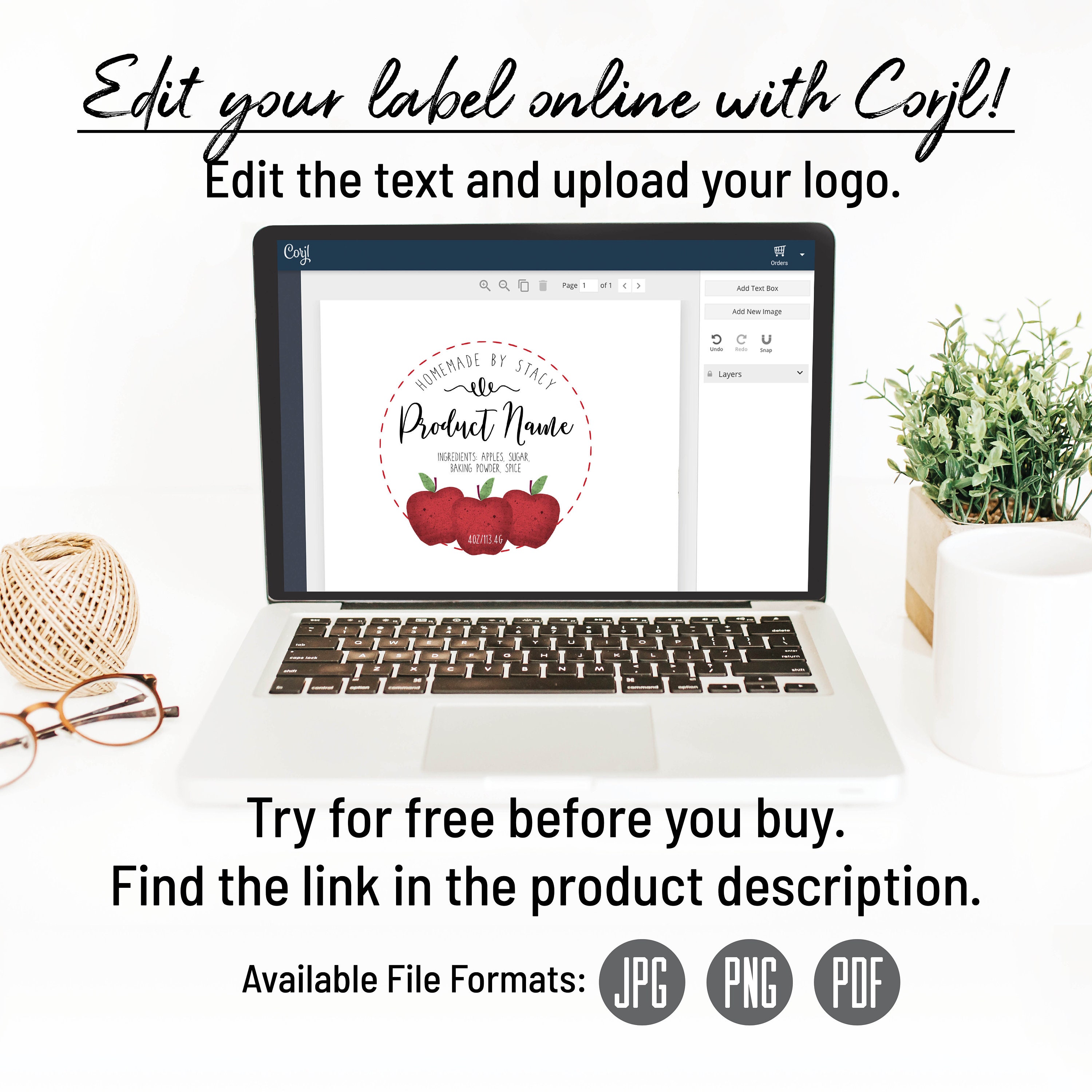 Apple Editable Product Label. Round Sticker Template. | Etsy