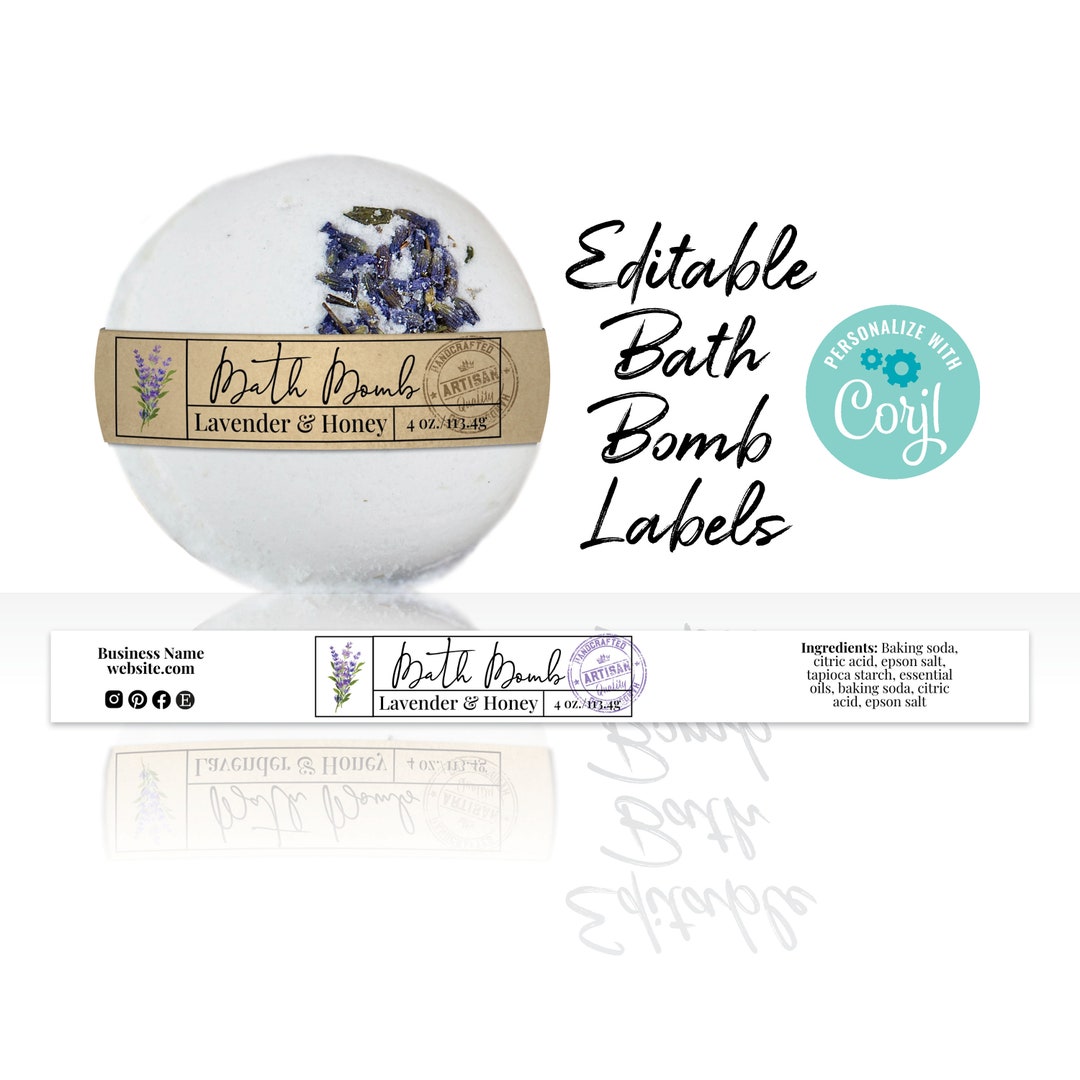 Editable Bath Bomb Label Template, Garden Stamp Printable 2" 3" Bath ...