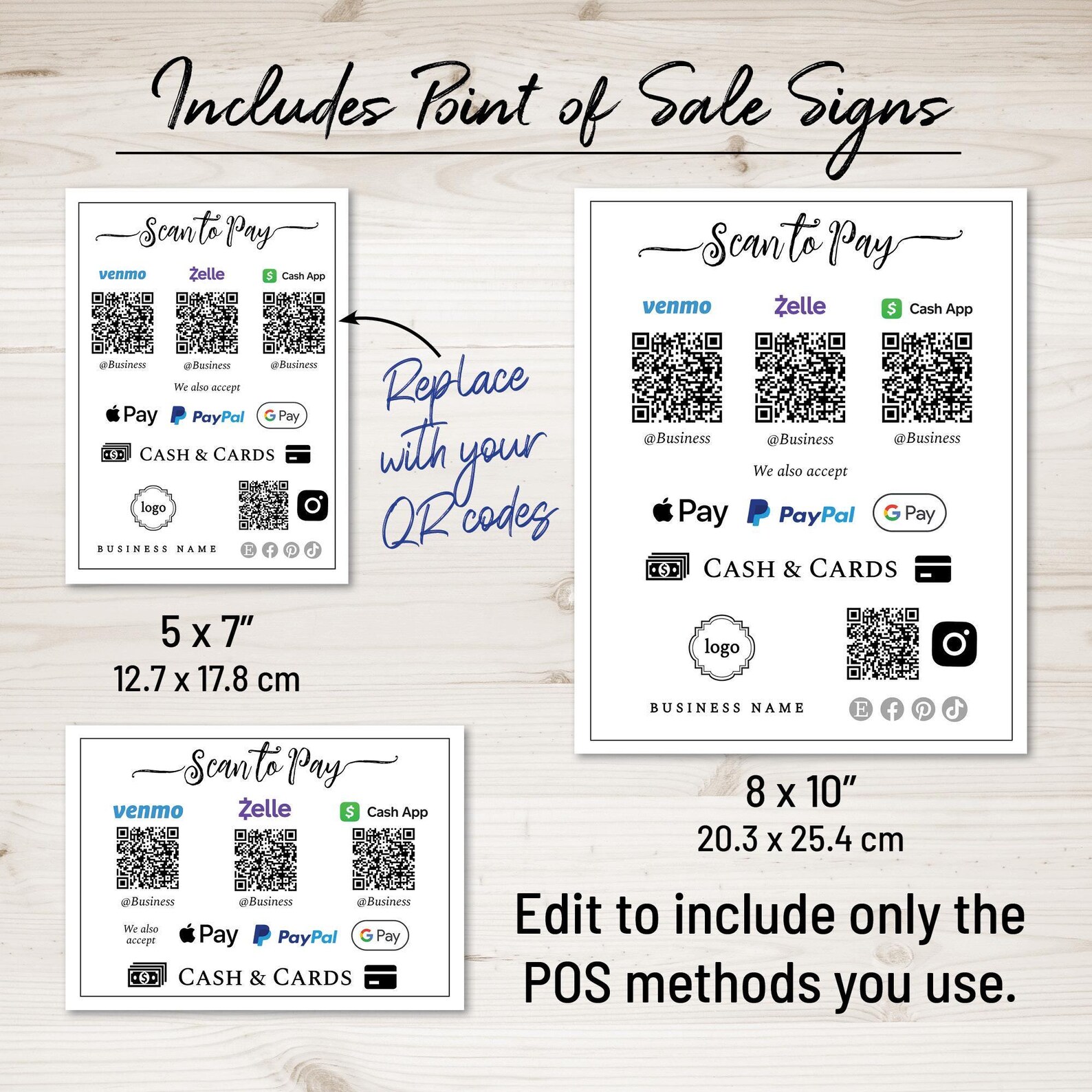 Price List Template + Point of Sale Signs, Small Business Editable ...