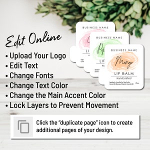 Colorful Lip Balm Label Template. Choose Your Colors. Personalize ...