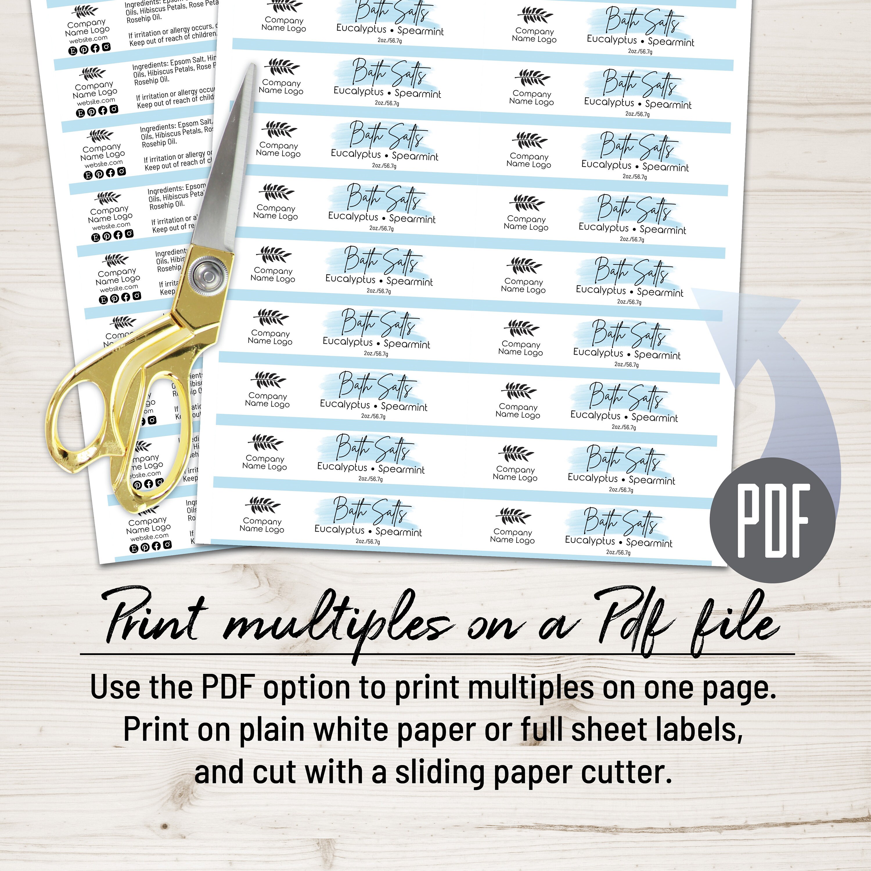 Editable Bath Salt Label Template Painted Swash. Printable - Etsy