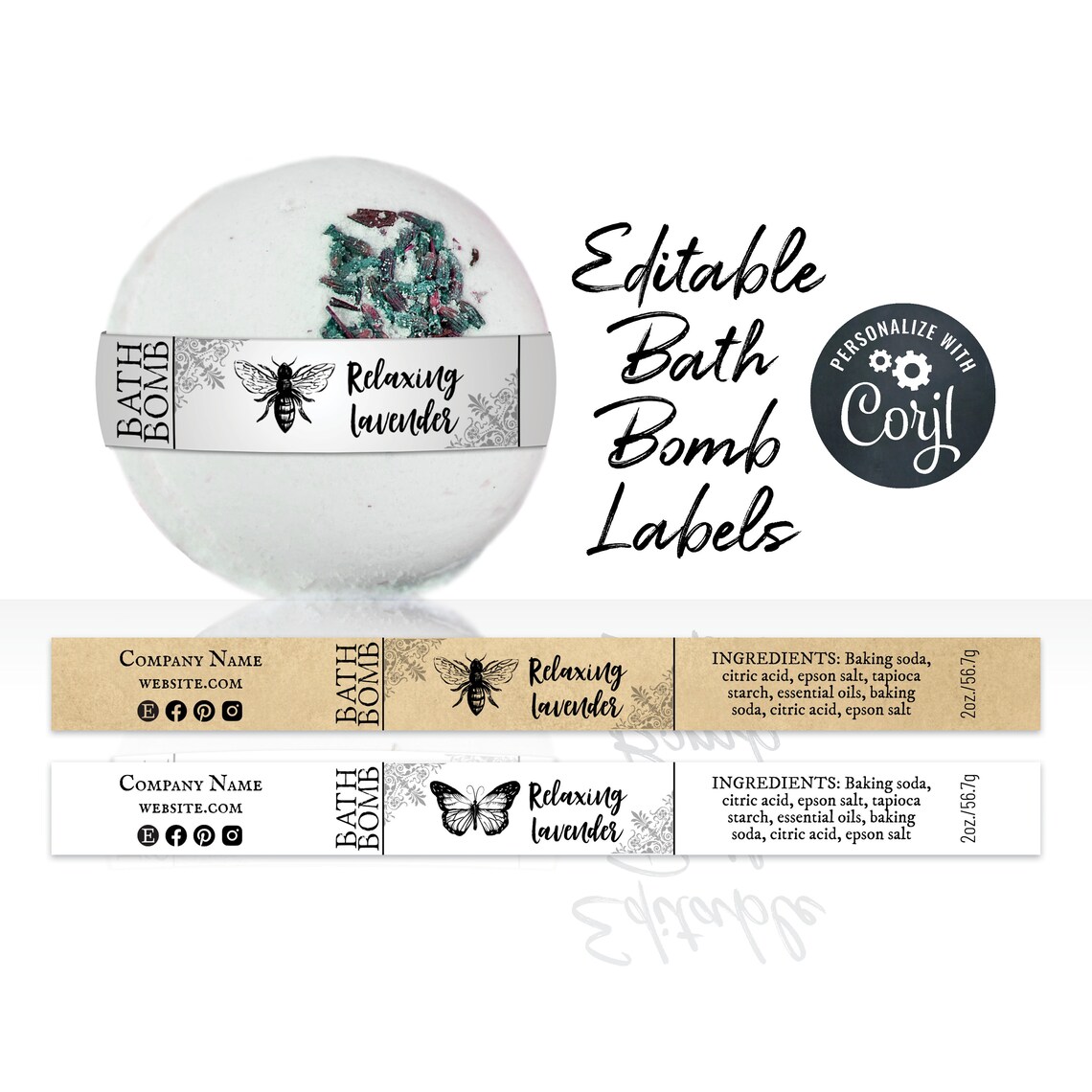 Editable Bath Bomb Label Template Apothecary Bee Design. - Etsy