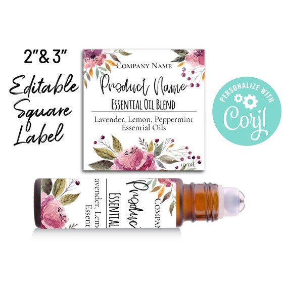 Editable Square Label Template Floral Watercolor. Customize - Etsy
