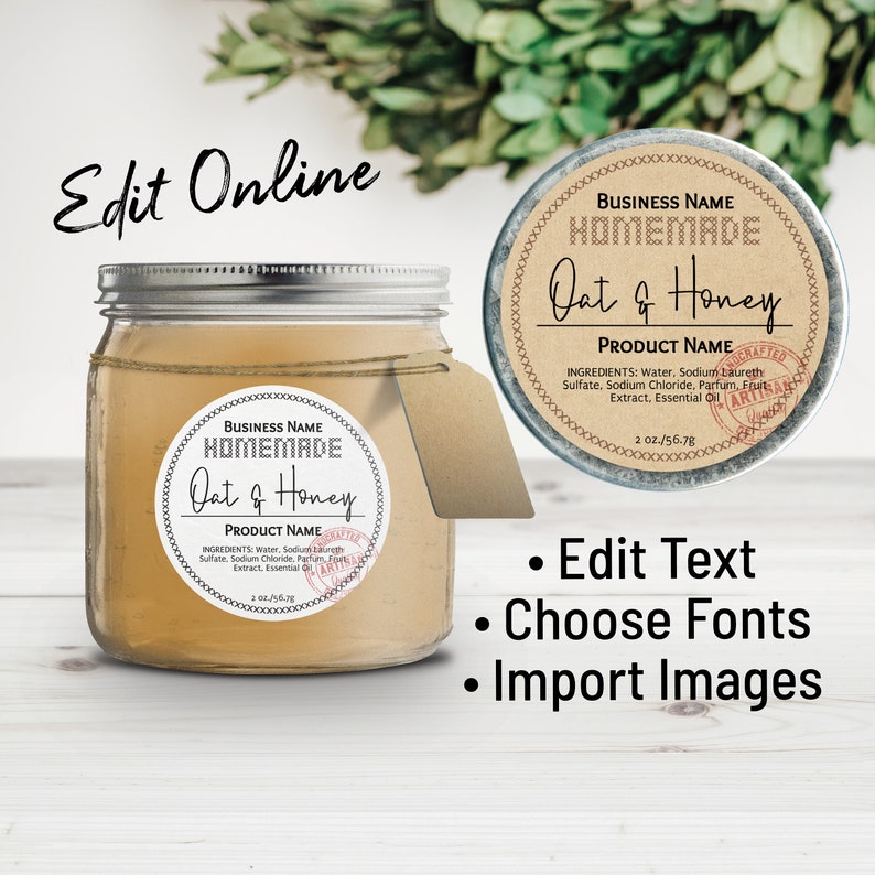 Editable Circle Label for Jars Homemade Label for Jam Jelly - Etsy UK