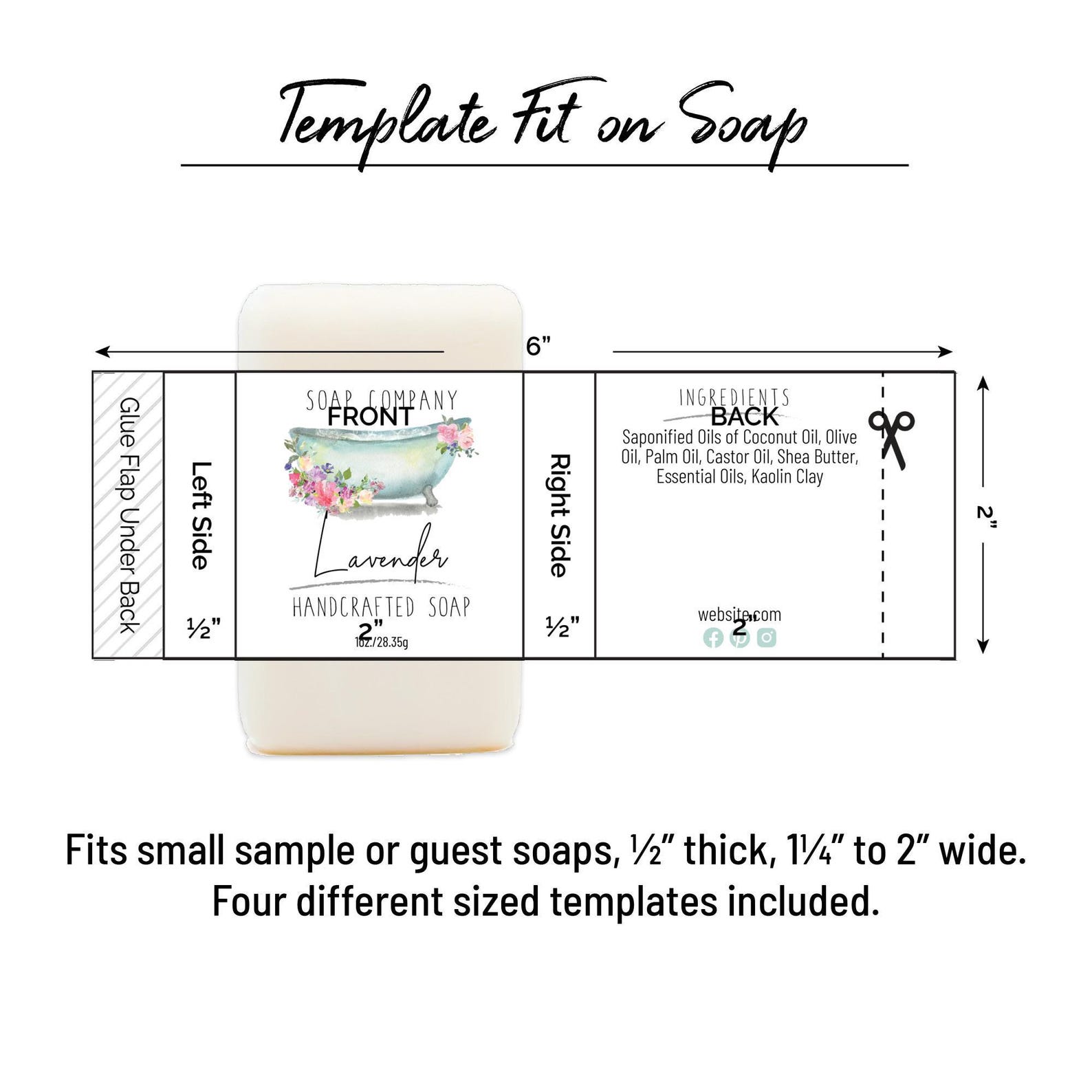 Mini Soap Label Template. Sample, Guest, Hotel Soap Labels in Floral ...