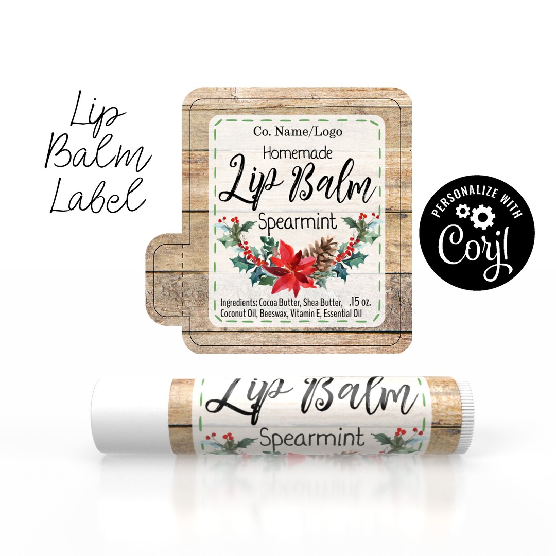 Christmas Lip Balm Label Template- Rustic Farmhouse. Personalize ...