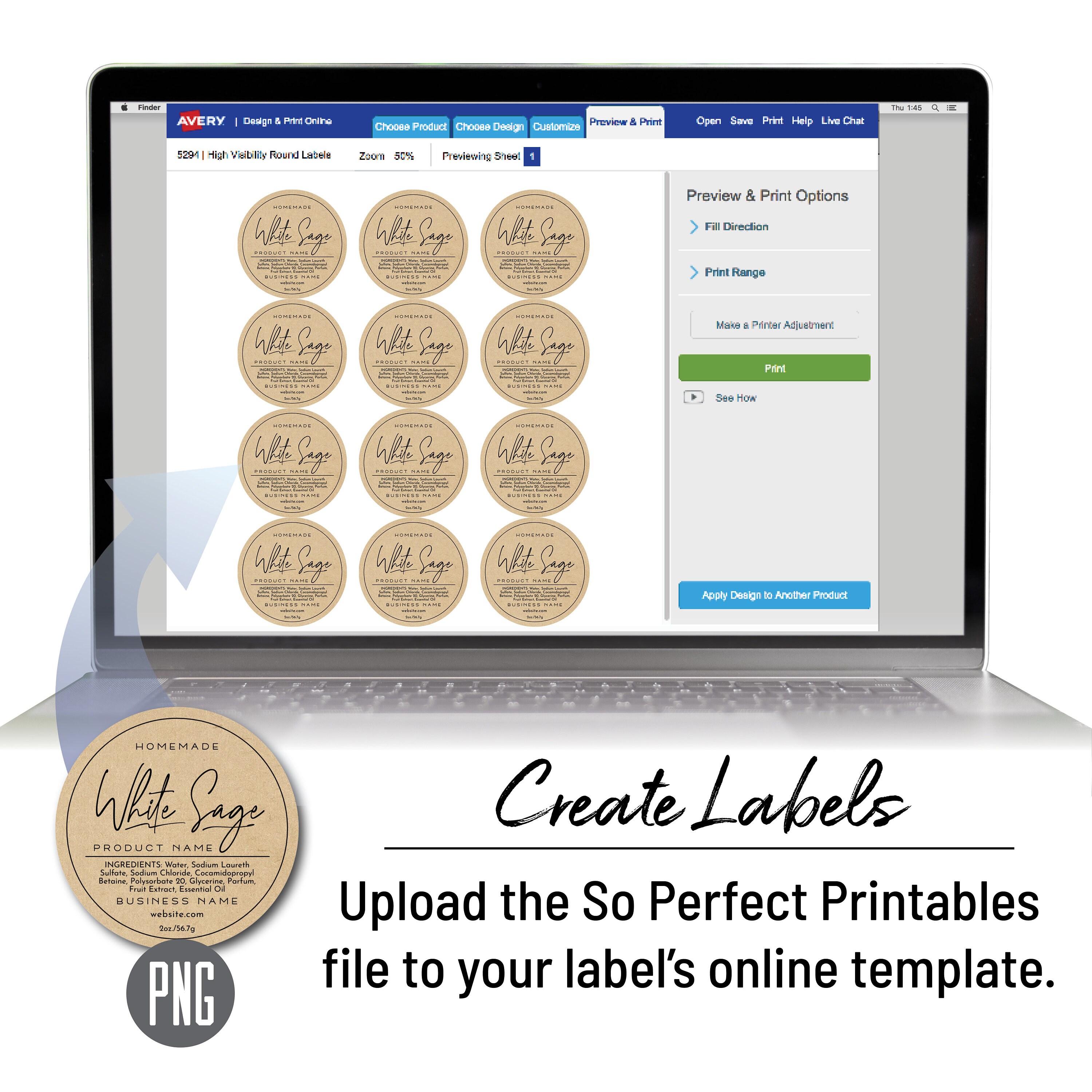 Editable Circle Label Template Custom Digital Product Sticker | Etsy