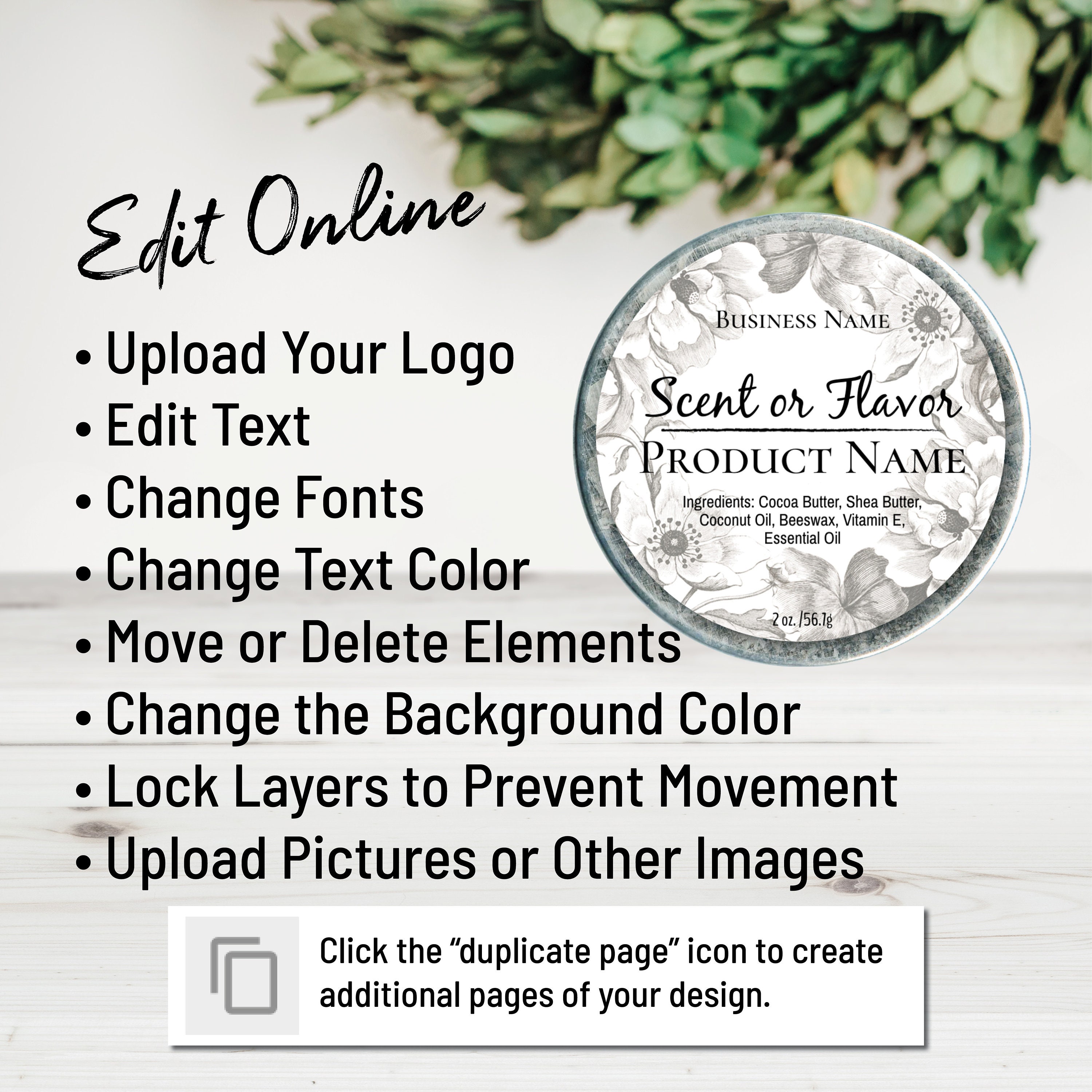 Editable Circle Label Template. Printable Round Engraved | Etsy