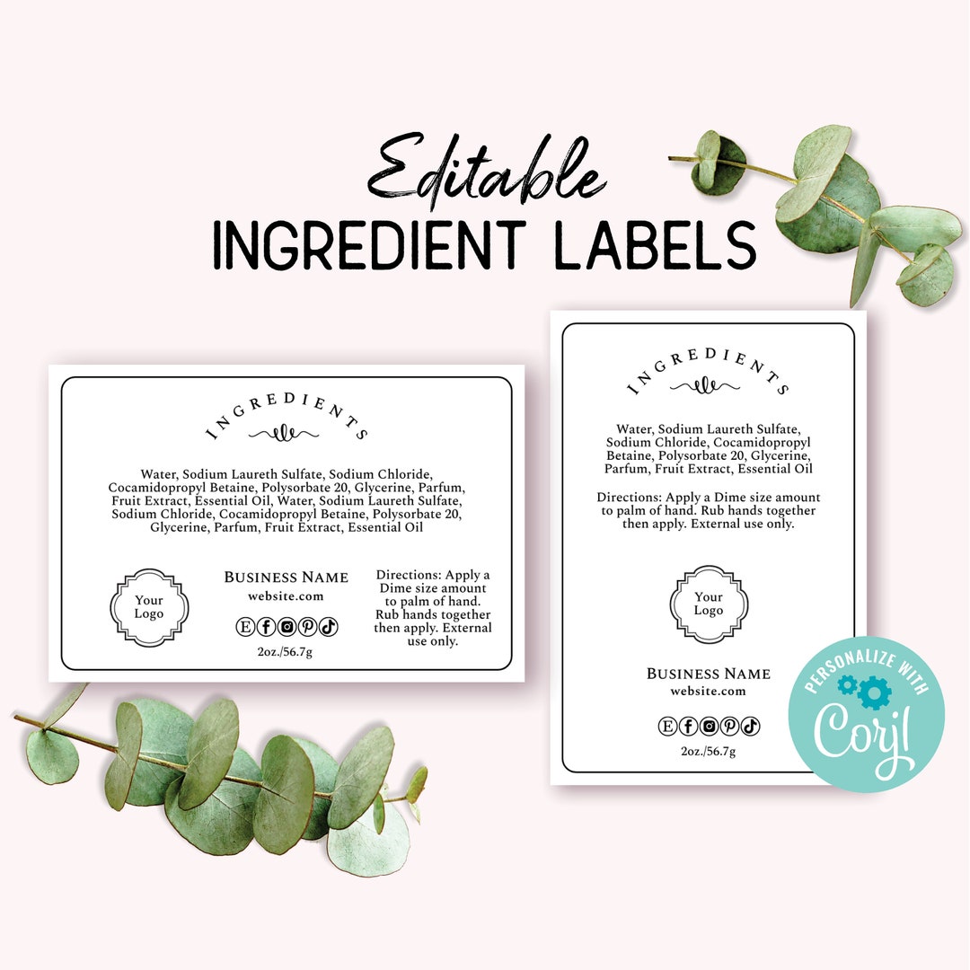 Ingredient Label Template, Custom Product Packaging Sticker ...