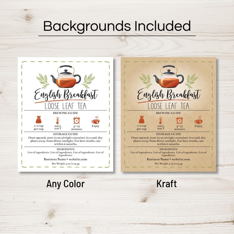 Tea Label Template for Tea Bag, Tea Party. Sticker Product Template ...