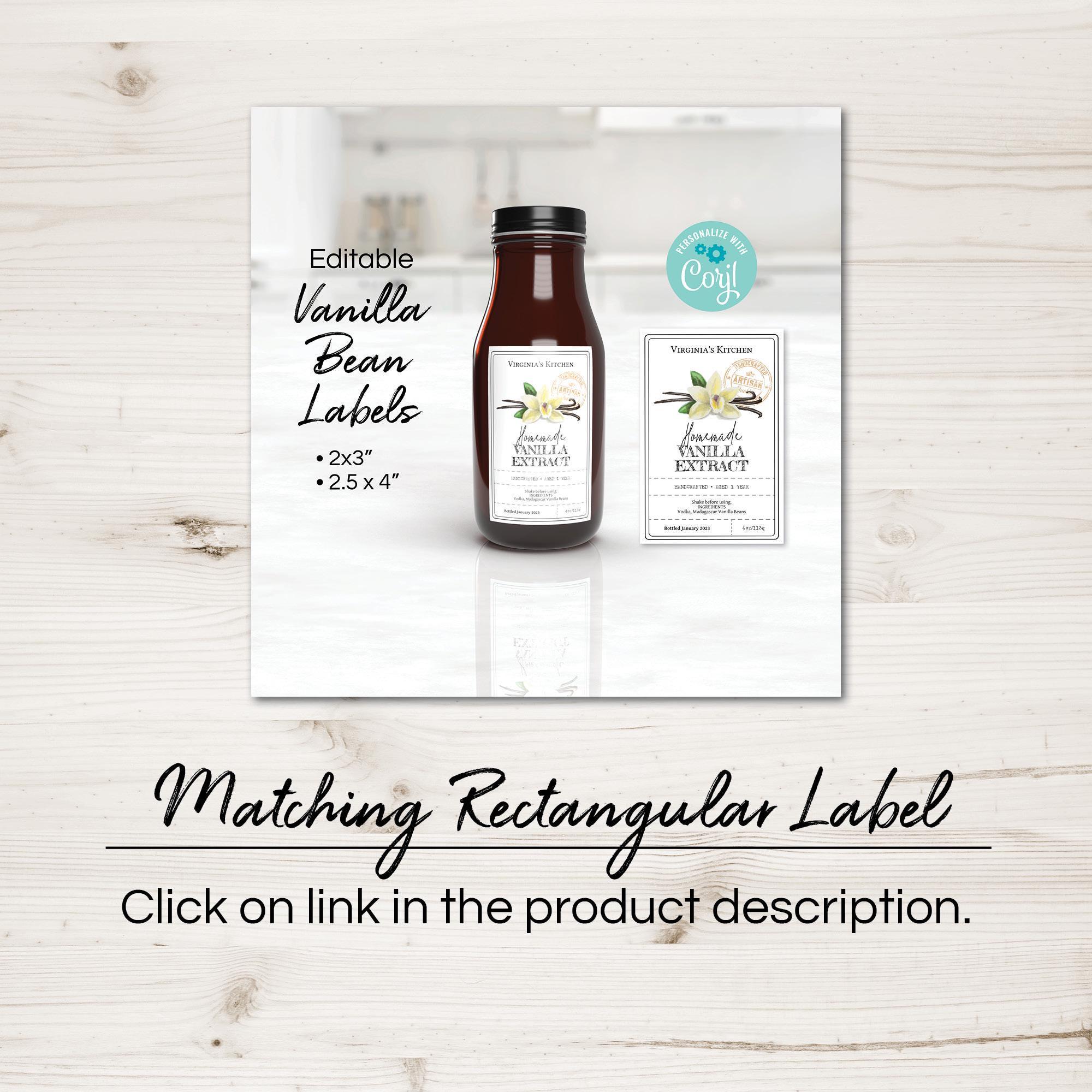 Vanilla Extract Label Template, Homemade Vanilla Label, Round Labels ...