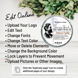 Editable Beard Balm Label Template With Bearded Man. Shaving - Etsy