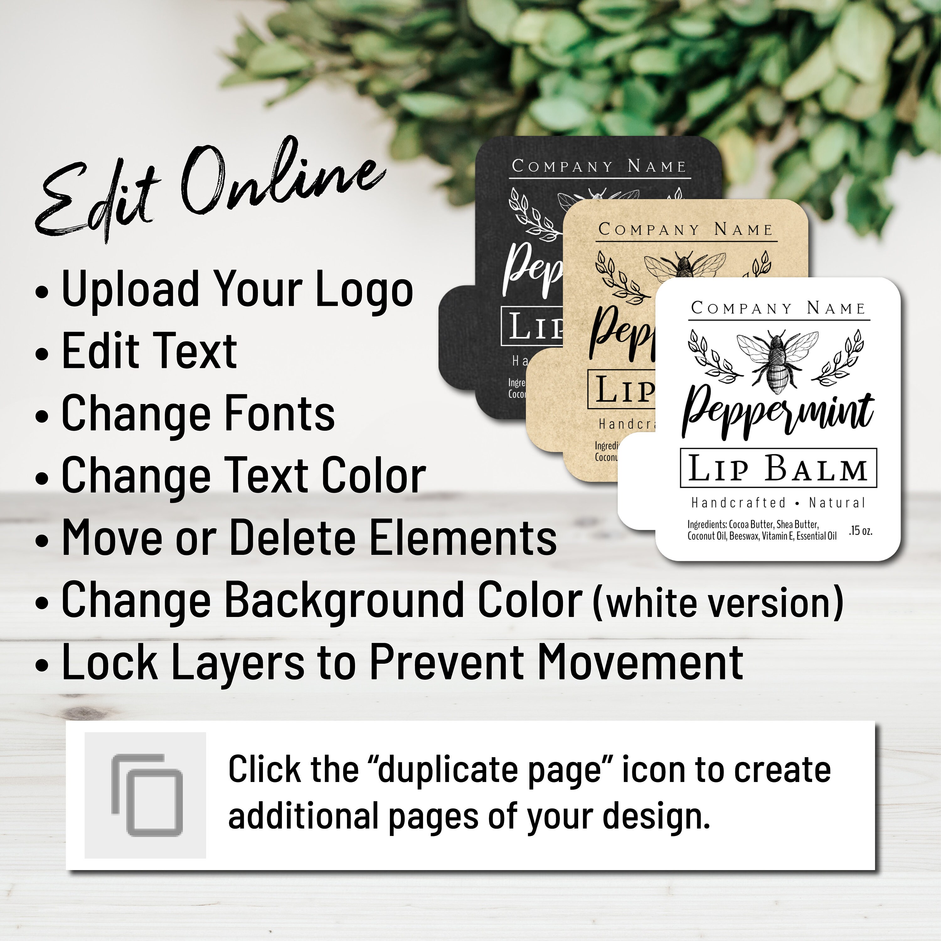 Editable Lip Balm Label Clean and Simple Design With Bee. - Etsy