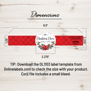 Christmas Wrap Around Label Template for Soap, Candles, Jars. Wrap ...