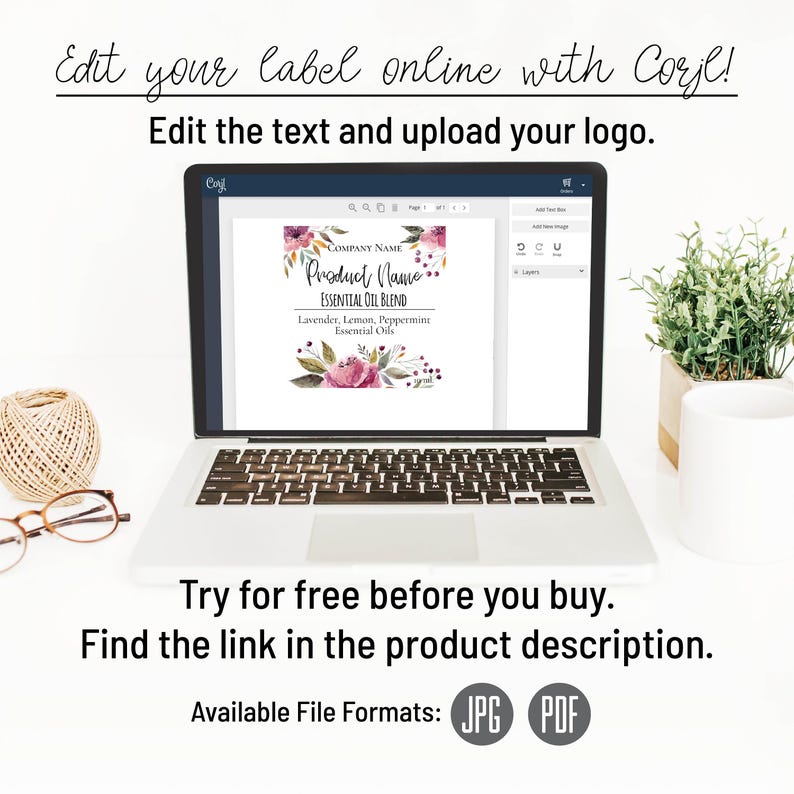 Editable Square Label Template, Floral Watercolor. Customize Online ...