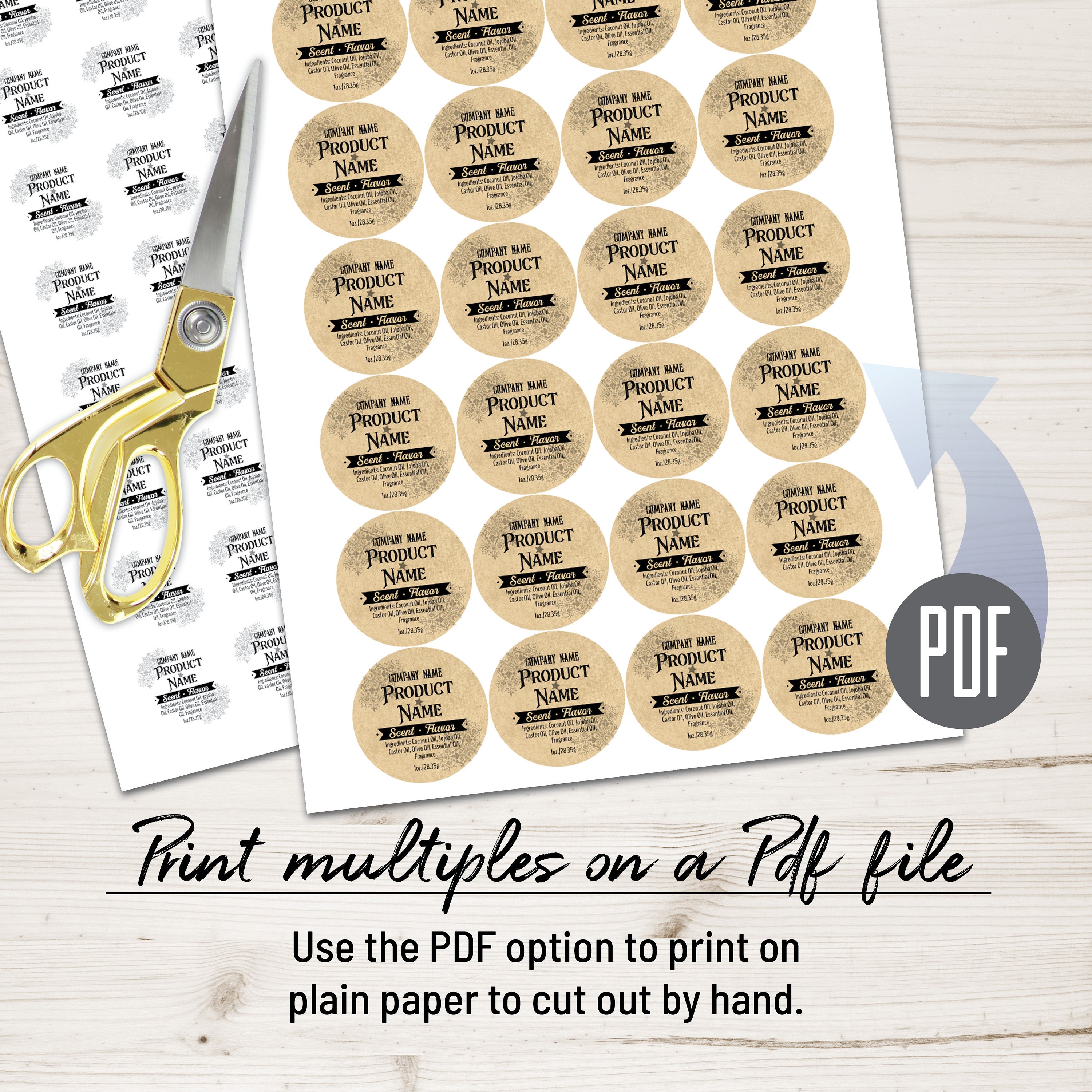 Mini 11.5 Editable Circle Label. Sticker | Etsy