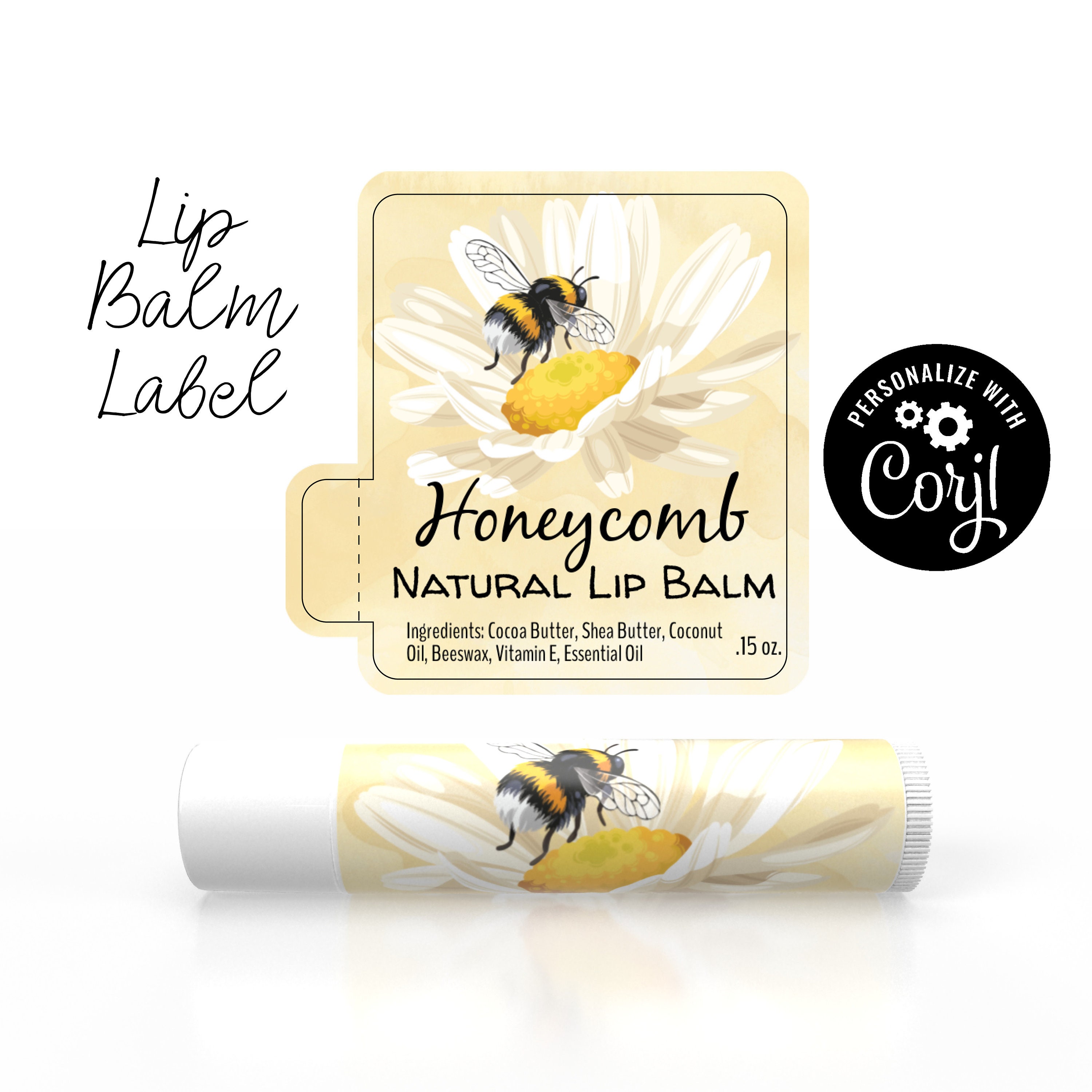 Lip Balm Label Template Bumblebee Beeswax Label Editable Lip - Etsy