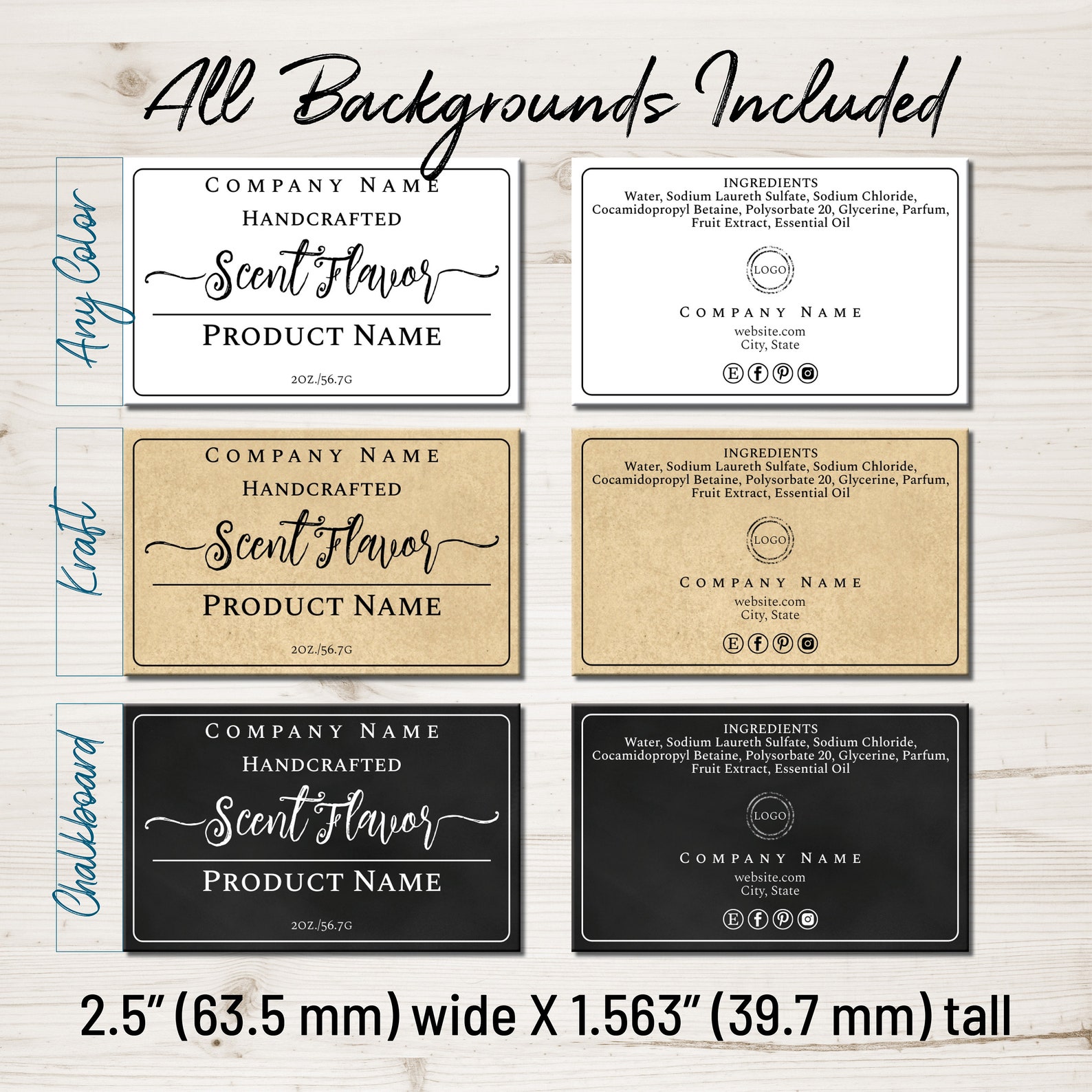 Small Jar Label Front & Back Editable Label Template Simply - Etsy