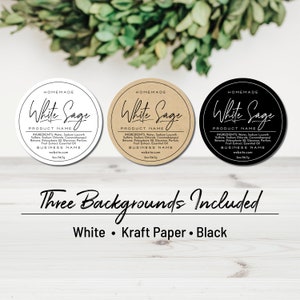 Editable Circle Label Template, Custom Digital Product Sticker Template ...