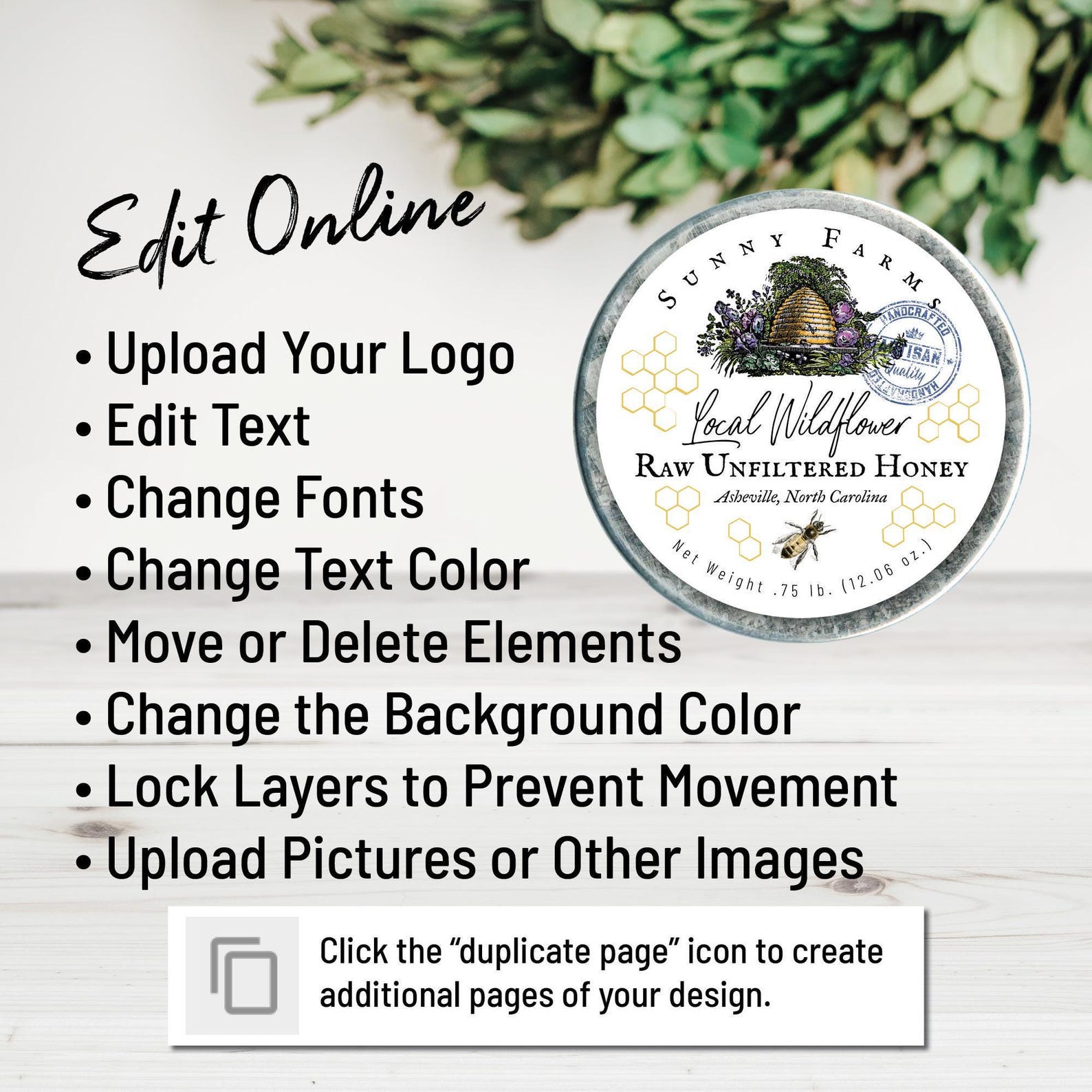 Vintage Honey Label Template. Custom Round Label for Honey Jars ...