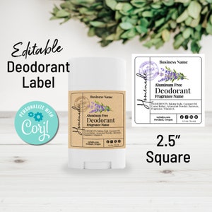 Deodorant Label Template Lotion Bar Tube Square 2.5 - Etsy