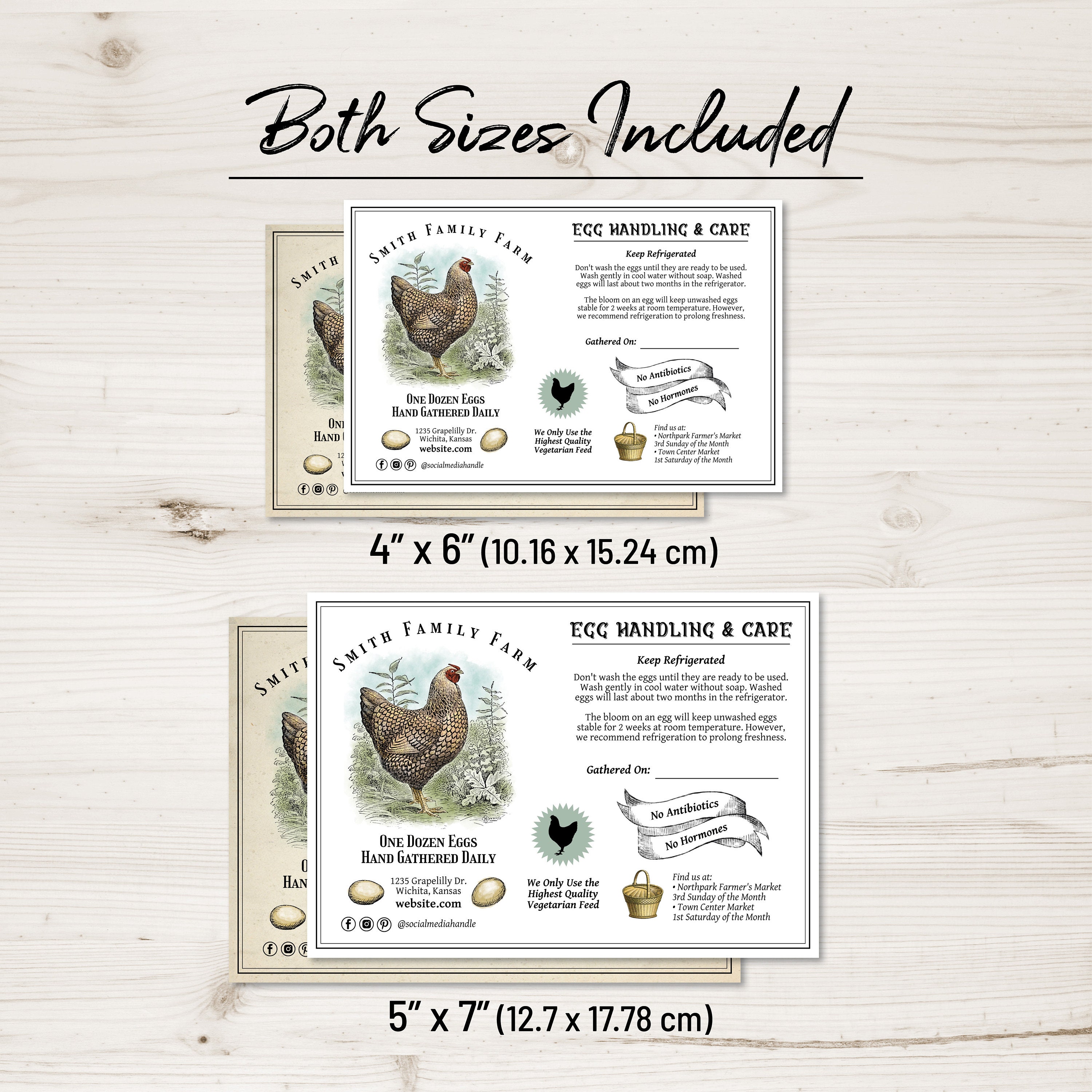 Egg Handling Instruction Card Template, Egg Safety & Care Flyer ...