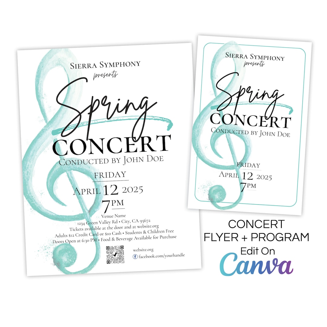Concert Poster Template + Brochure. Editable in Canva. Flyer for All ...
