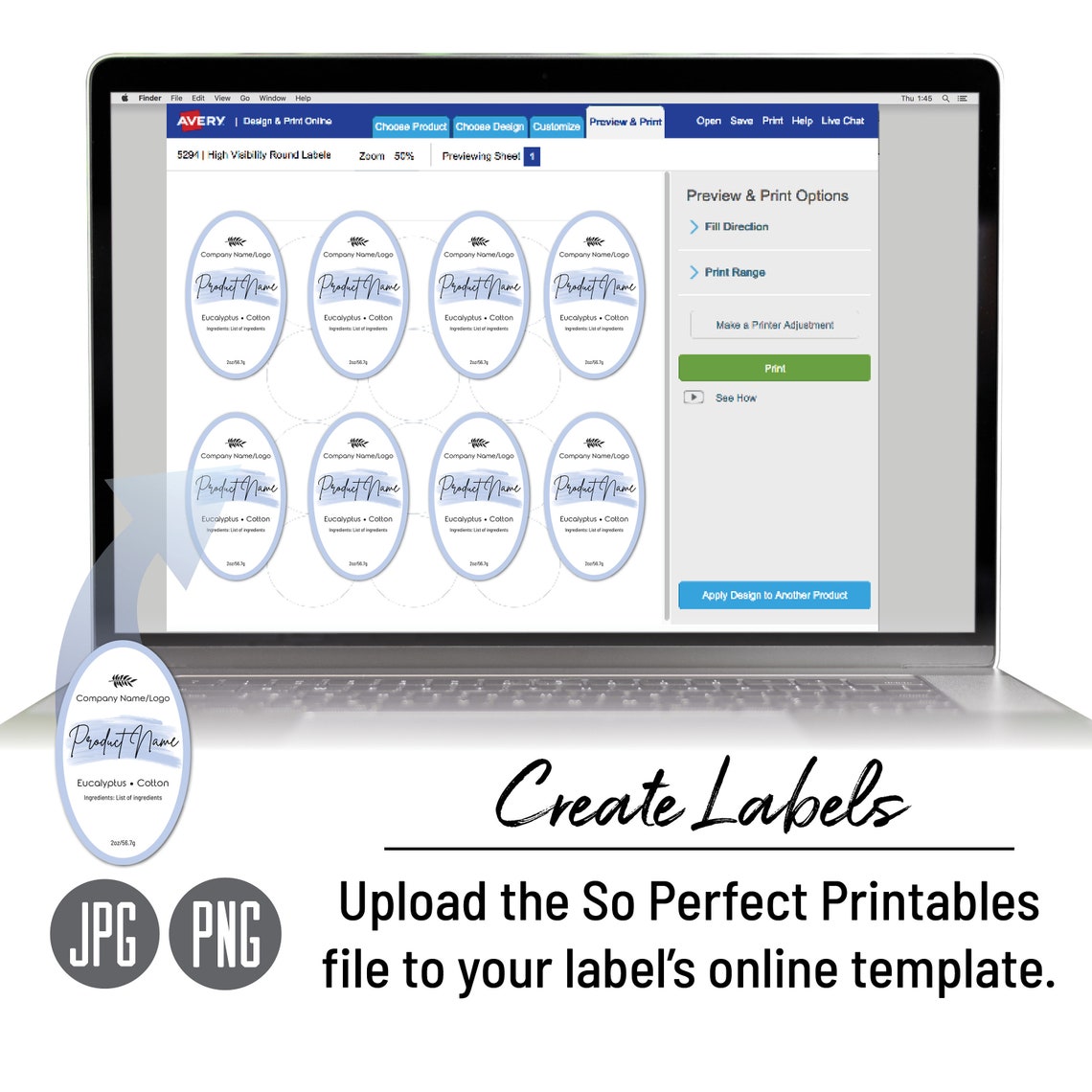 Oval Product Label Template. Editable Labels for Jars Spice - Etsy