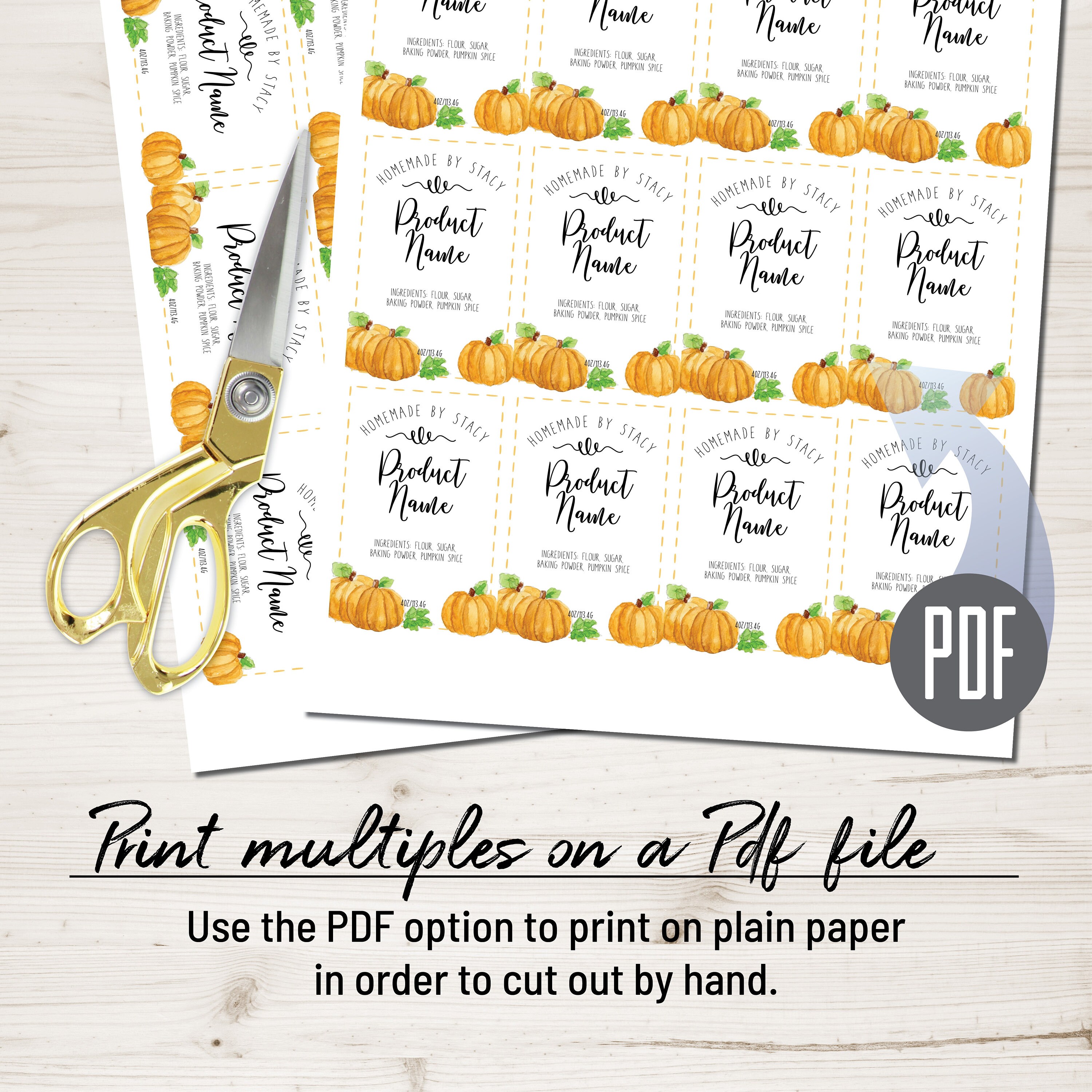 Pumpkin Label Editable Template. Customize w/ Corjl Online. | Etsy